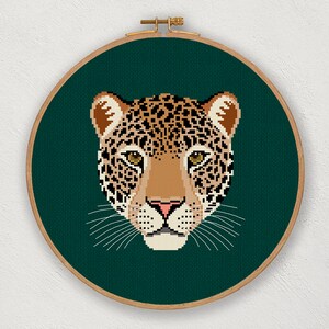 Leopard Cross Stitch Pattern, Wild Feline Cross Stitch Chart, Leopard Embroidery, Animal Cross ...