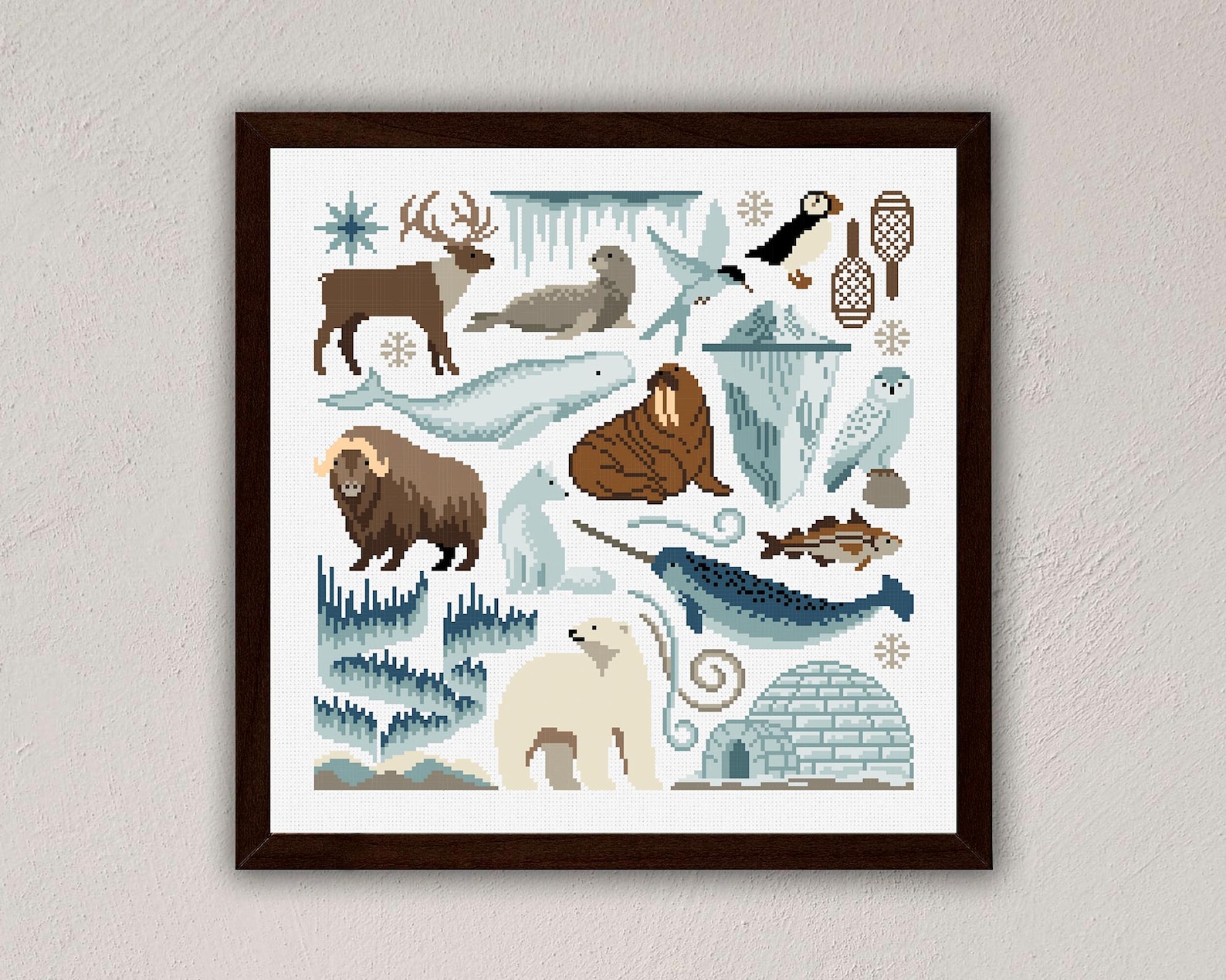 Arctic Animals Cross Stitch Pattern: North Pole Wildlife (PDF Pattern ...