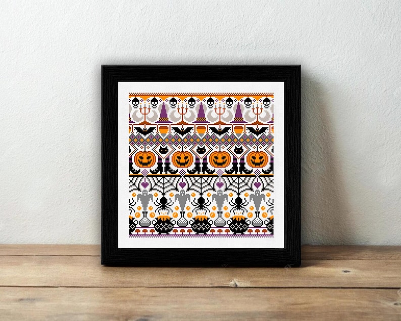 Square Halloween Cross Stitch Pattern: Spooky Needlepoint (PDF Pattern ...