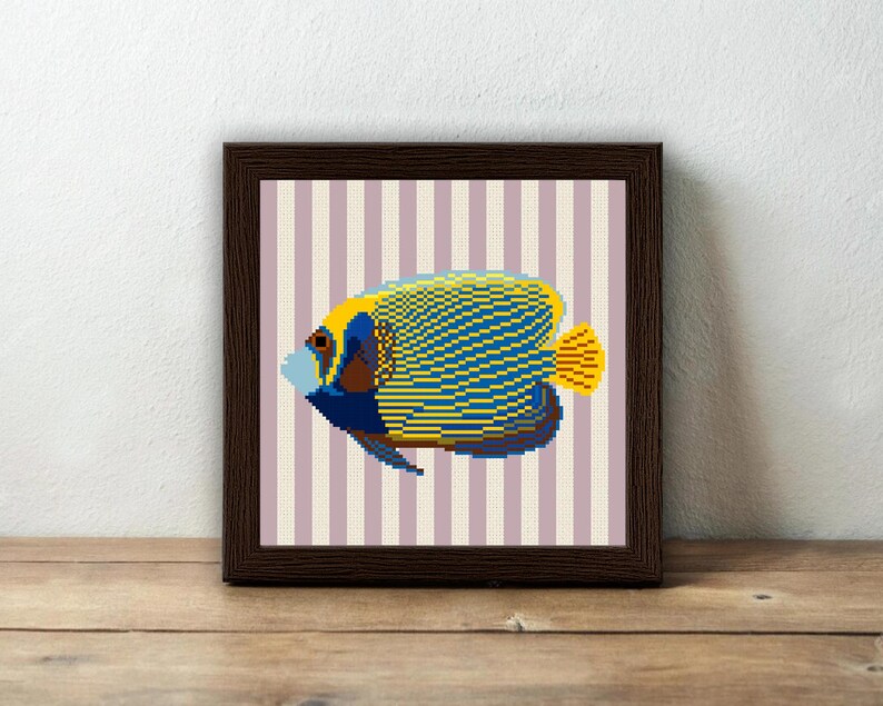 Emperor Angelfish Cross Stitch Pattern: Tropical Reef Fish (PDF Chart ...