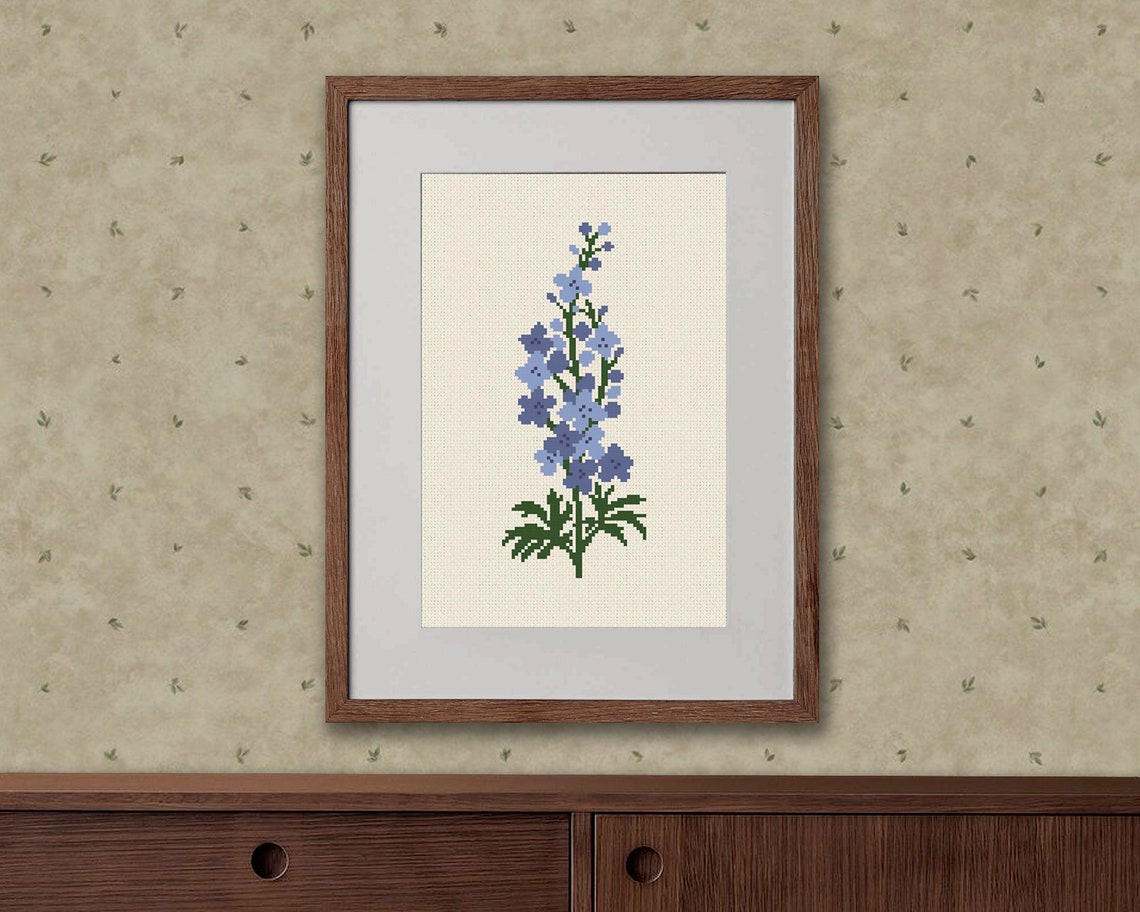 Larkspur Cross Stitch Pattern, July Birth Flower (PDF Pattern) - Etsy