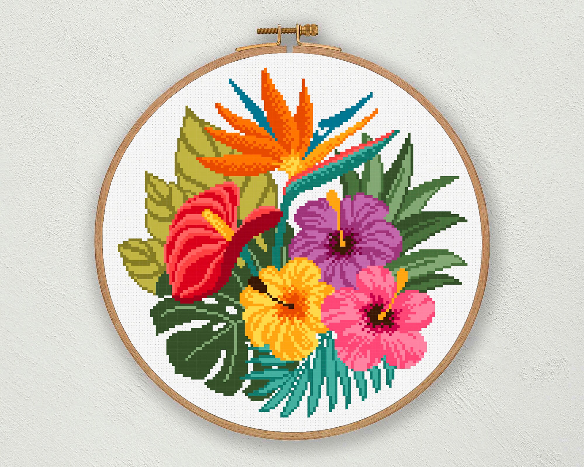 Tropical Flowers Cross Stitch Pattern Exotic Flowers - Etsy