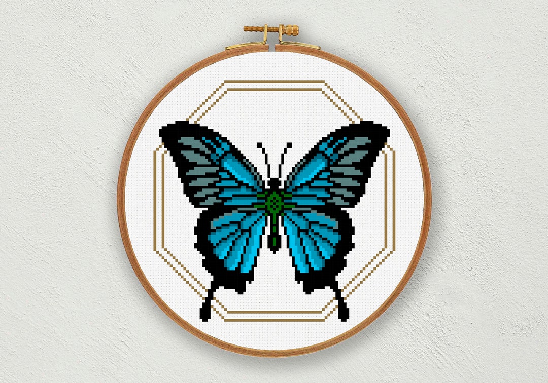 Blue Ulysses Butterfly Cross Stitch Pattern: Insect Embroidery (PDF) - Etsy
