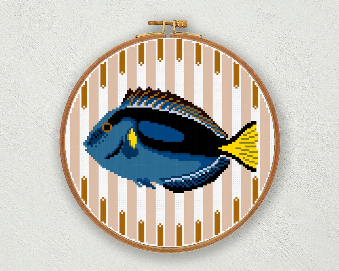 Blue Tang Fish Cross Stitch Pattern, Sea Cross Stitch, Dory Fish ...