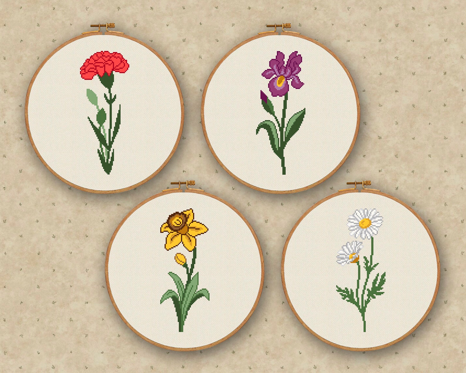 Birth Month Flowers Cross Stitch Pattern: Wildflower Embroidery (PDF ...