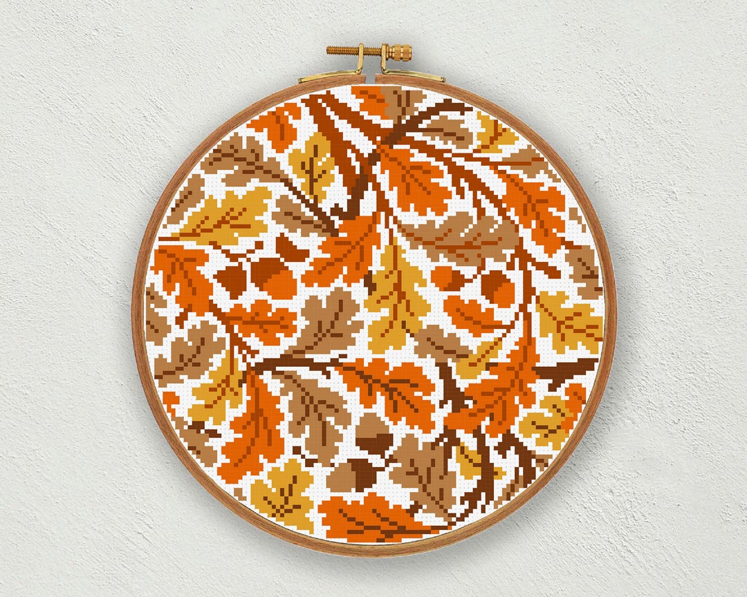 Oak Leaves Cross Stitch Pattern, Fall Cross Stitch Chart, William ...