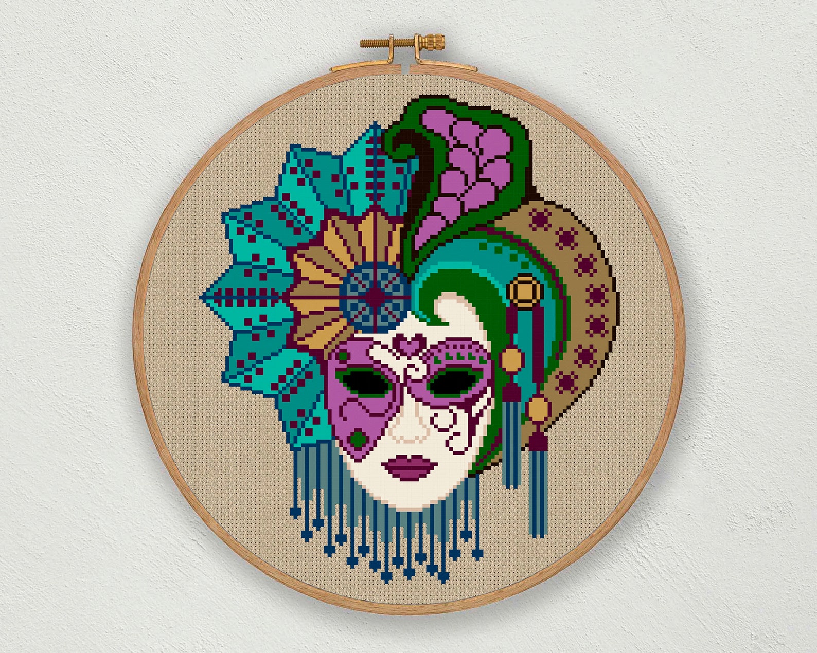 Venetian Mask Cross Stitch Pattern Carnival Cross Stitch | Etsy