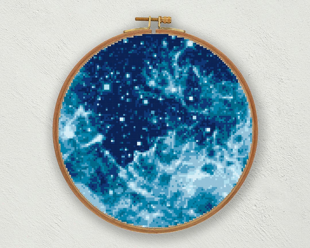 Blue Universe Cross Stitch Pattern, Galaxy Cross Stitch Pdf Space Cross ...