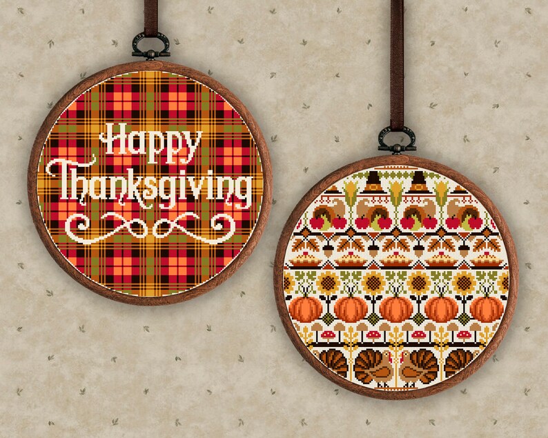 Set of Thanksgiving Cross Stitch Patterns Harvest Cross - Etsy
