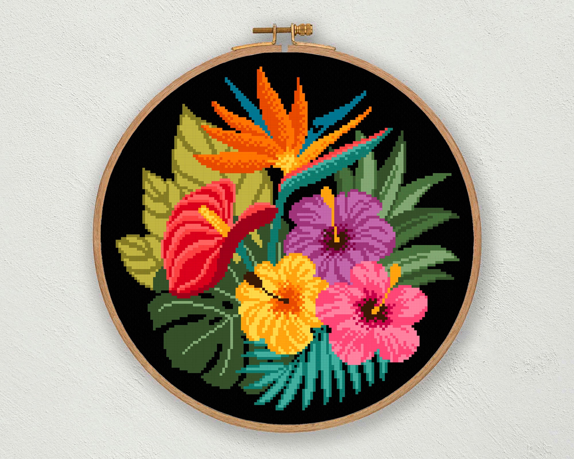 Tropical Flowers Cross Stitch Pattern Exotic Flowers - Etsy
