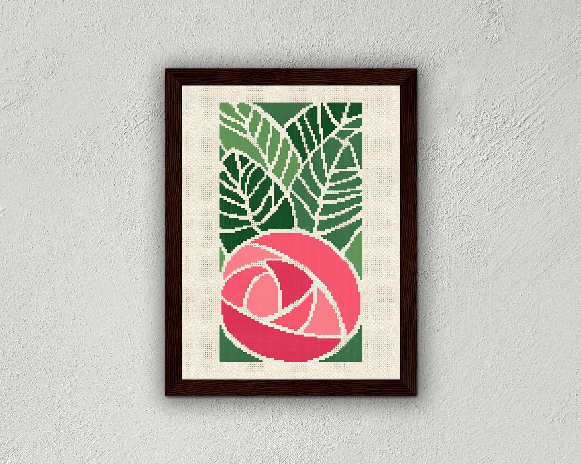Rose and Leaves Cross Stitch Pattern: Dard Hunter Design (PDF Pattern ...