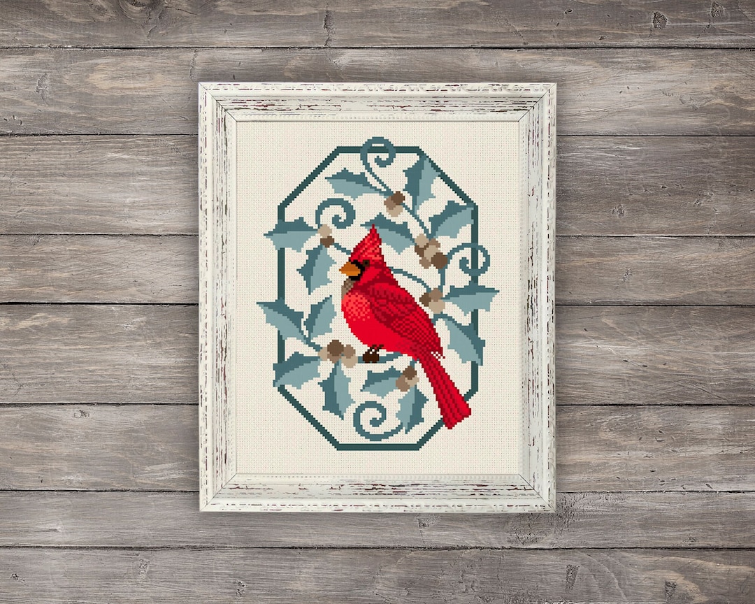 Cardinal Cross Stitch Pattern, Christmas Bird Cross Stitch, Christmas ...