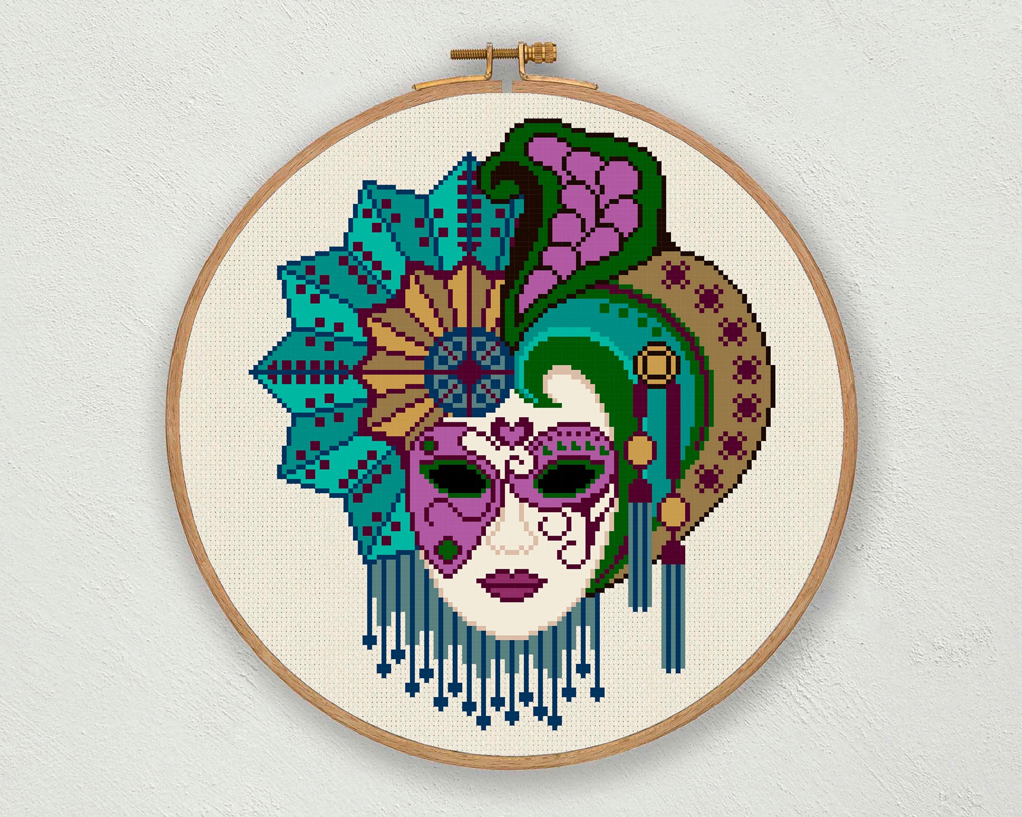 Venetian Mask Cross Stitch Pattern Carnival Cross Stitch | Etsy