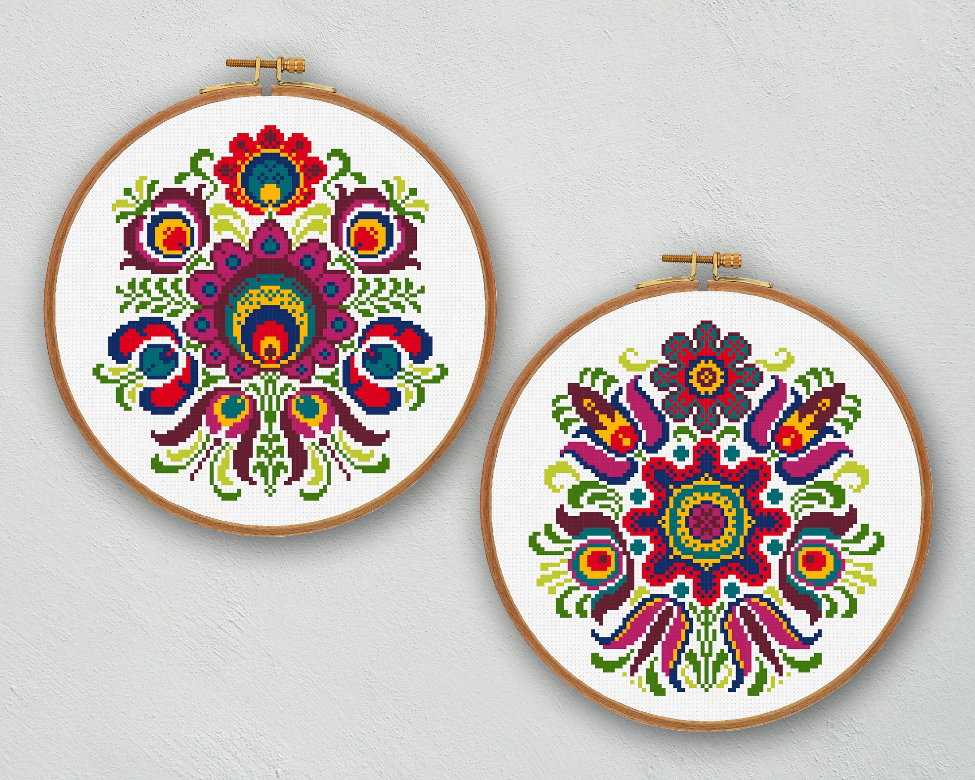 Folk Inspired Cross Stitch Pattern PDF Chart Traditional Art Digital