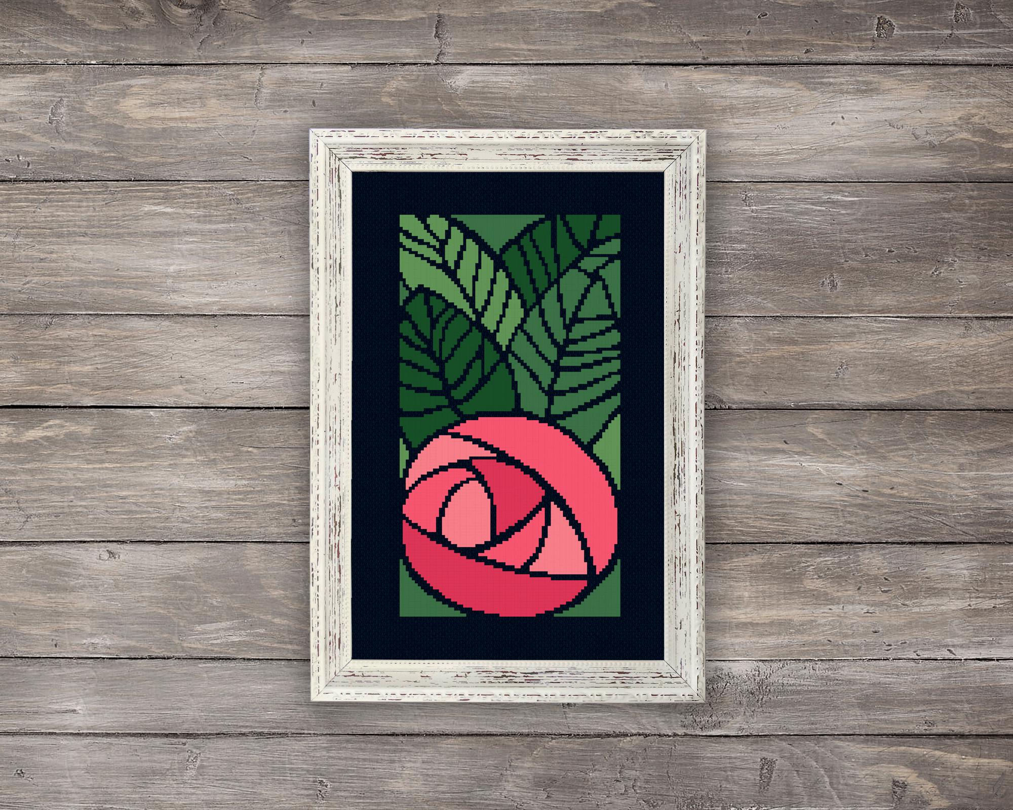 Rose and Leaves Cross Stitch Pattern: Dard Hunter Design (PDF Pattern ...