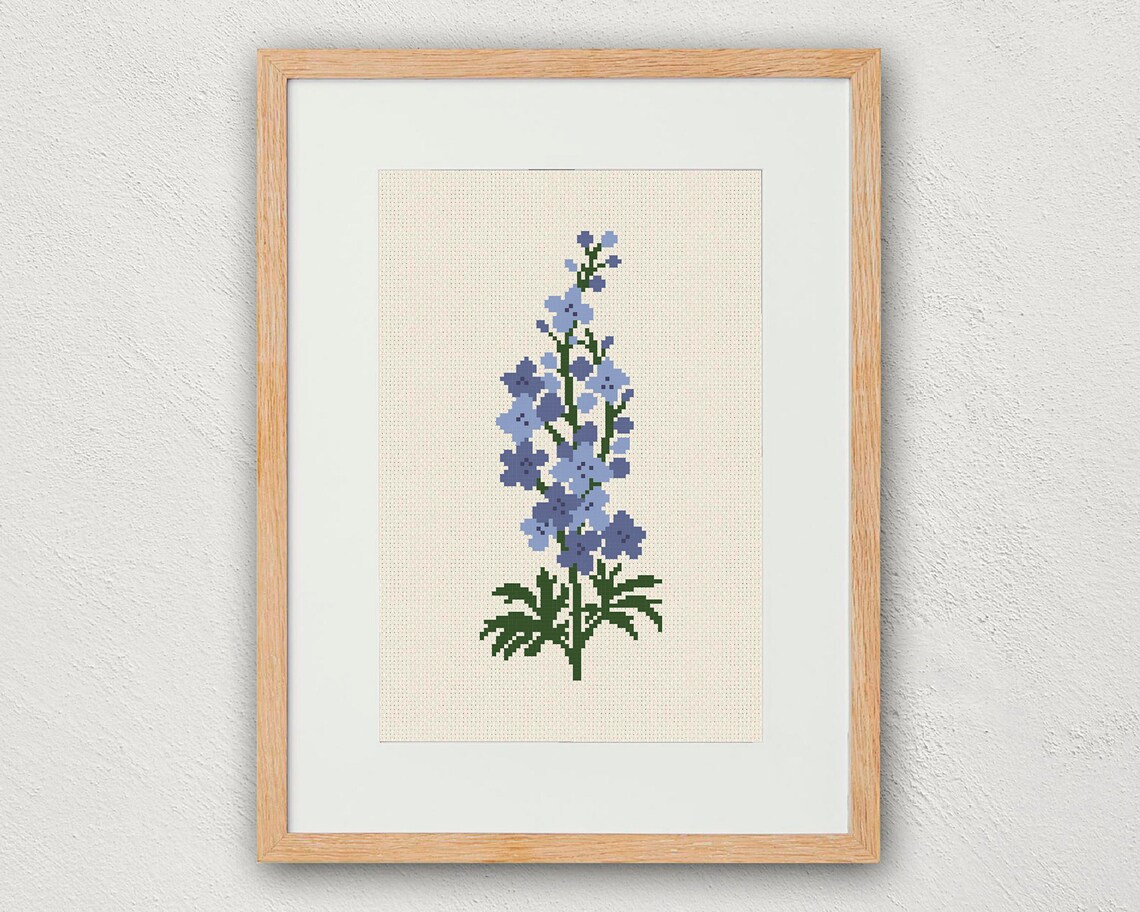 Larkspur Cross Stitch Pattern, July Birth Flower (PDF Pattern) - Etsy