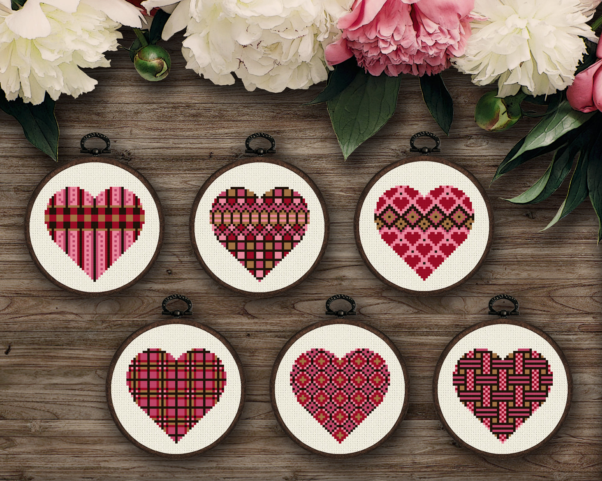 Set of Valentine's Day Cross Stitch Patterns Love Cross - Etsy