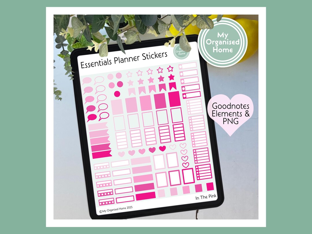 Essentials Digital Planner Stickers - PNG & Goodnotes Elements File ...
