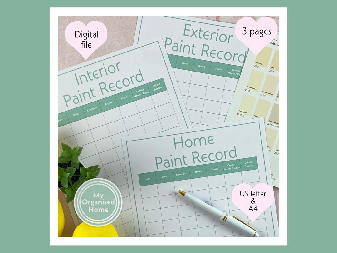 Buy Paint Colour Tracker A4 and US Letter, (household Planner) Instant ...