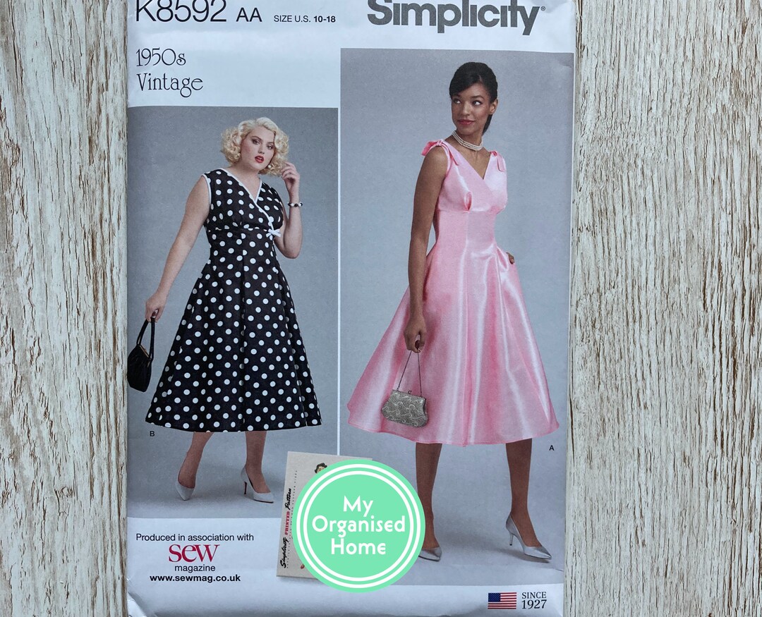 Simplicity 8592 Sewing Pattern, Sizes 10-18, Misses Dresses, Retro ...