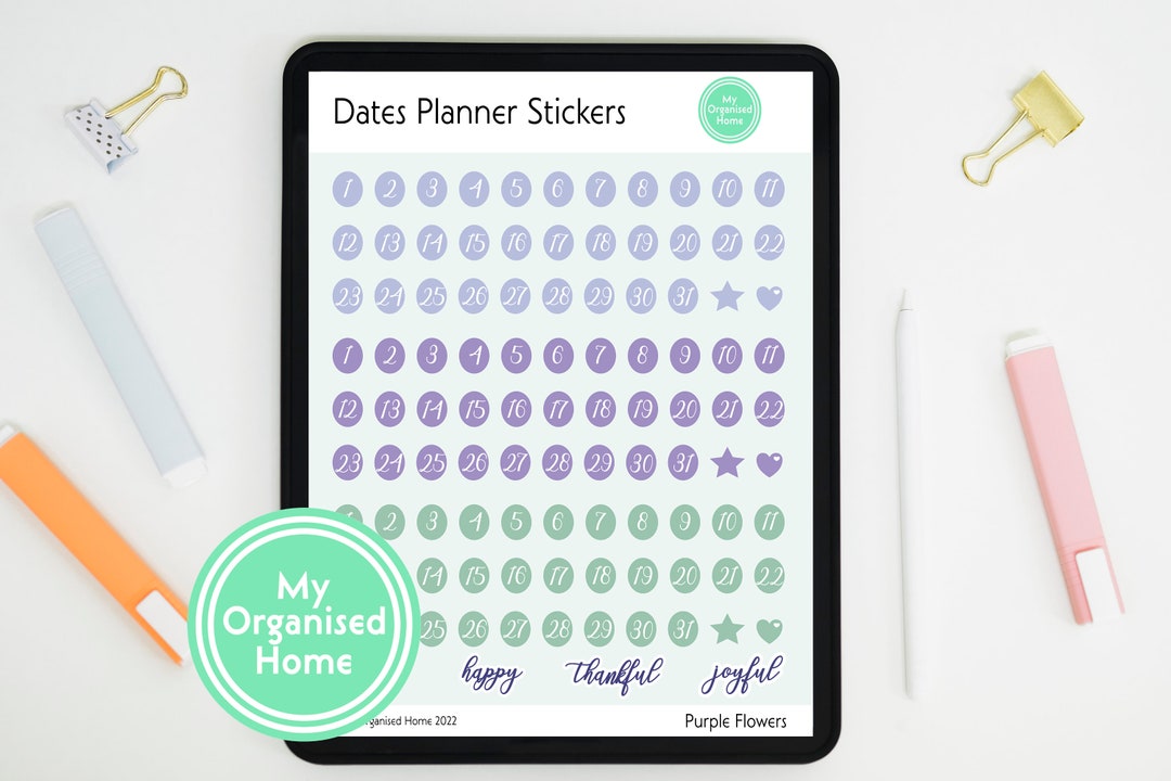 Dates Digital Planner Stickers PNG & Goodnotes Elements File - Etsy