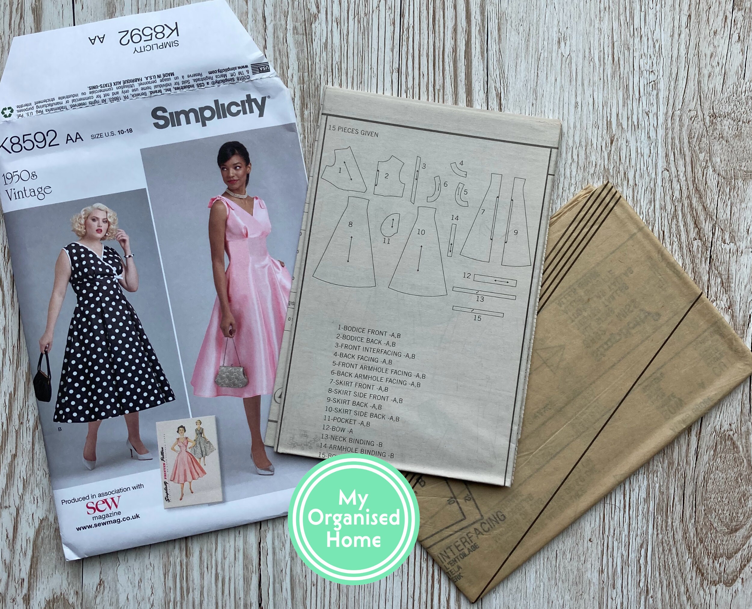 Simplicity 8592 Sewing Pattern, Sizes 10-18, Misses Dresses, Retro ...