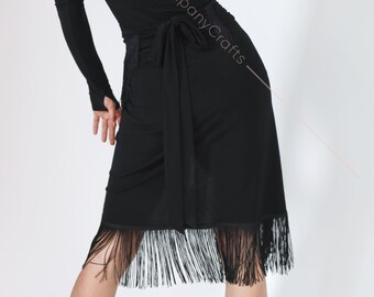 Tango Skirt With Belt and Fringe | Etsy