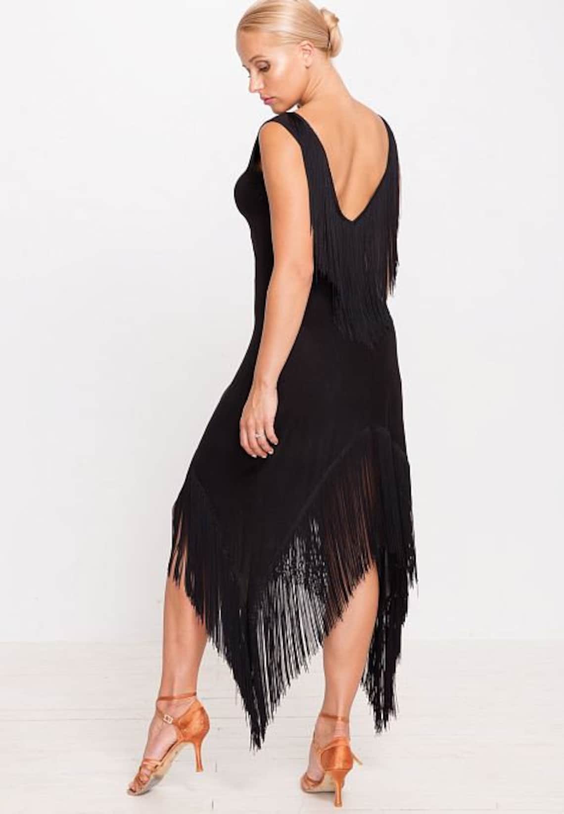 Tango Dress With Fringe. Backless Dance Dresses. Black Dress - Etsy