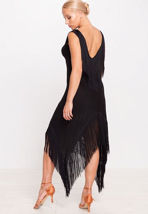 Tango Dress With Fringe. Backless Dance Dresses. Black Dress for Latin ...