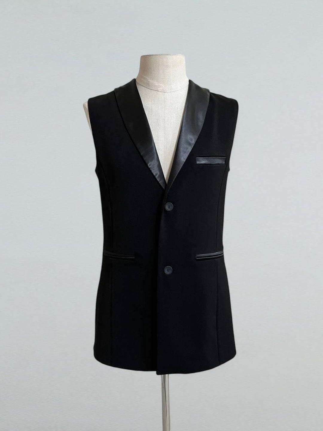 Elegant Men's Black Dance Vest With Satin Lapels - Etsy