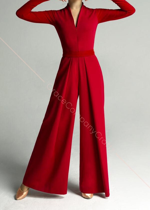 Red Jumpsuit for Ballroom Dancing - Etsy