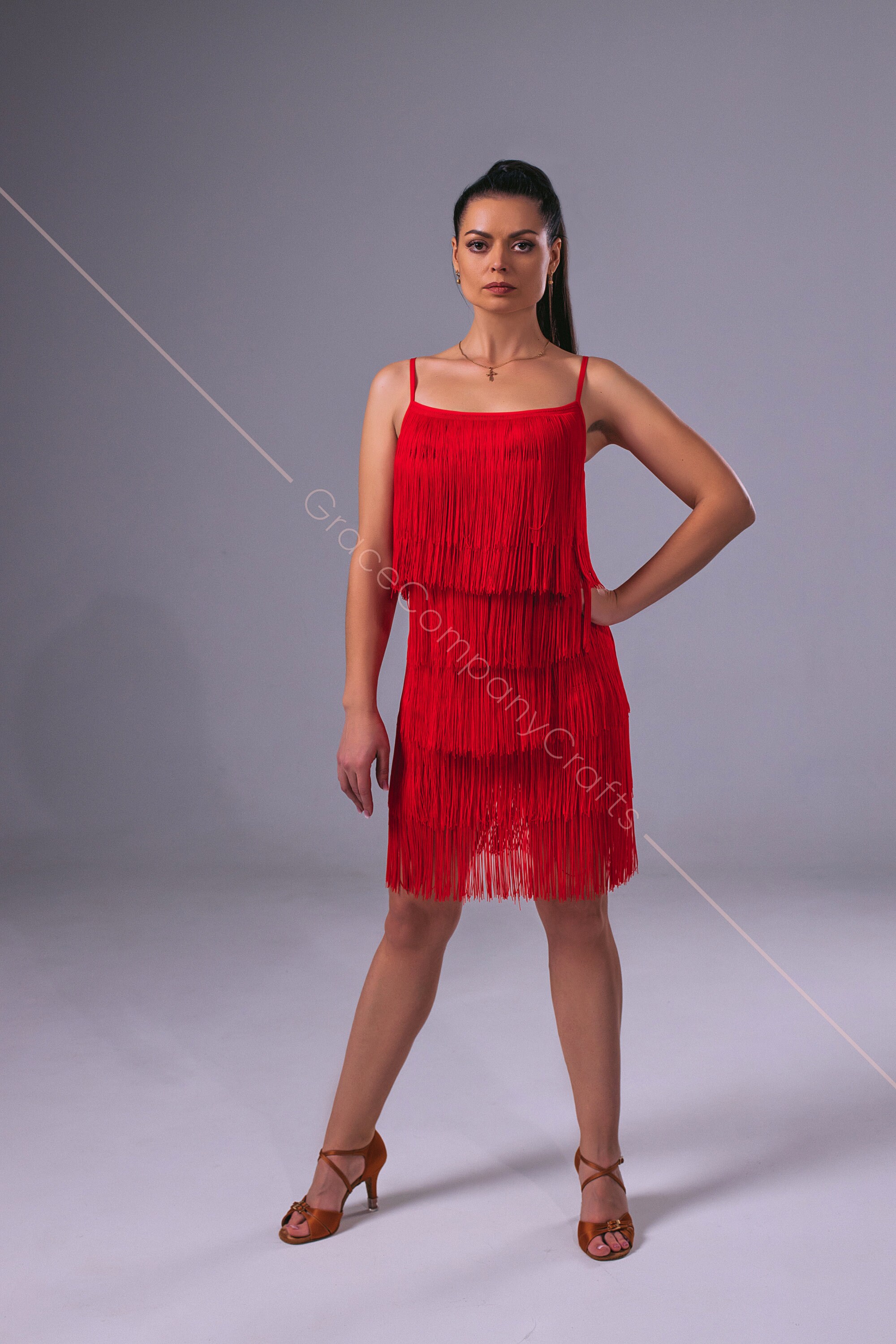 Red Fringed Dance Dress. Tango Dress With Ties. Sleeveless - Etsy