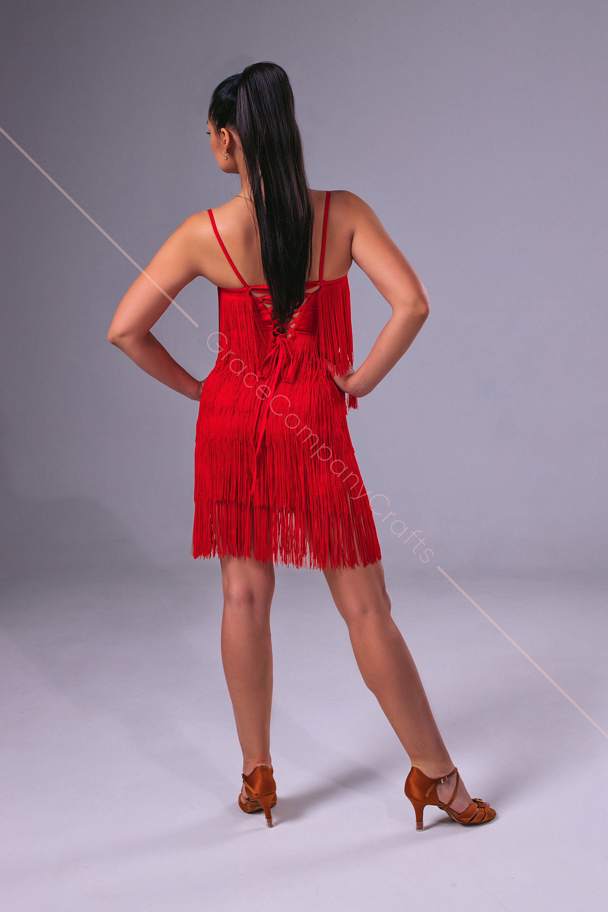 Red Fringed Dance Dress. Tango Dress With Ties. Sleeveless Dress. - Etsy