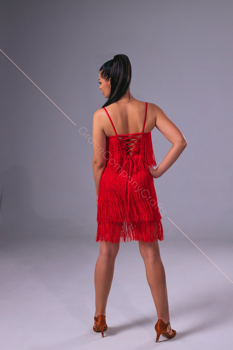 Red Fringed Dance Dress. Tango Dress With Ties. Sleeveless Dress. - Etsy