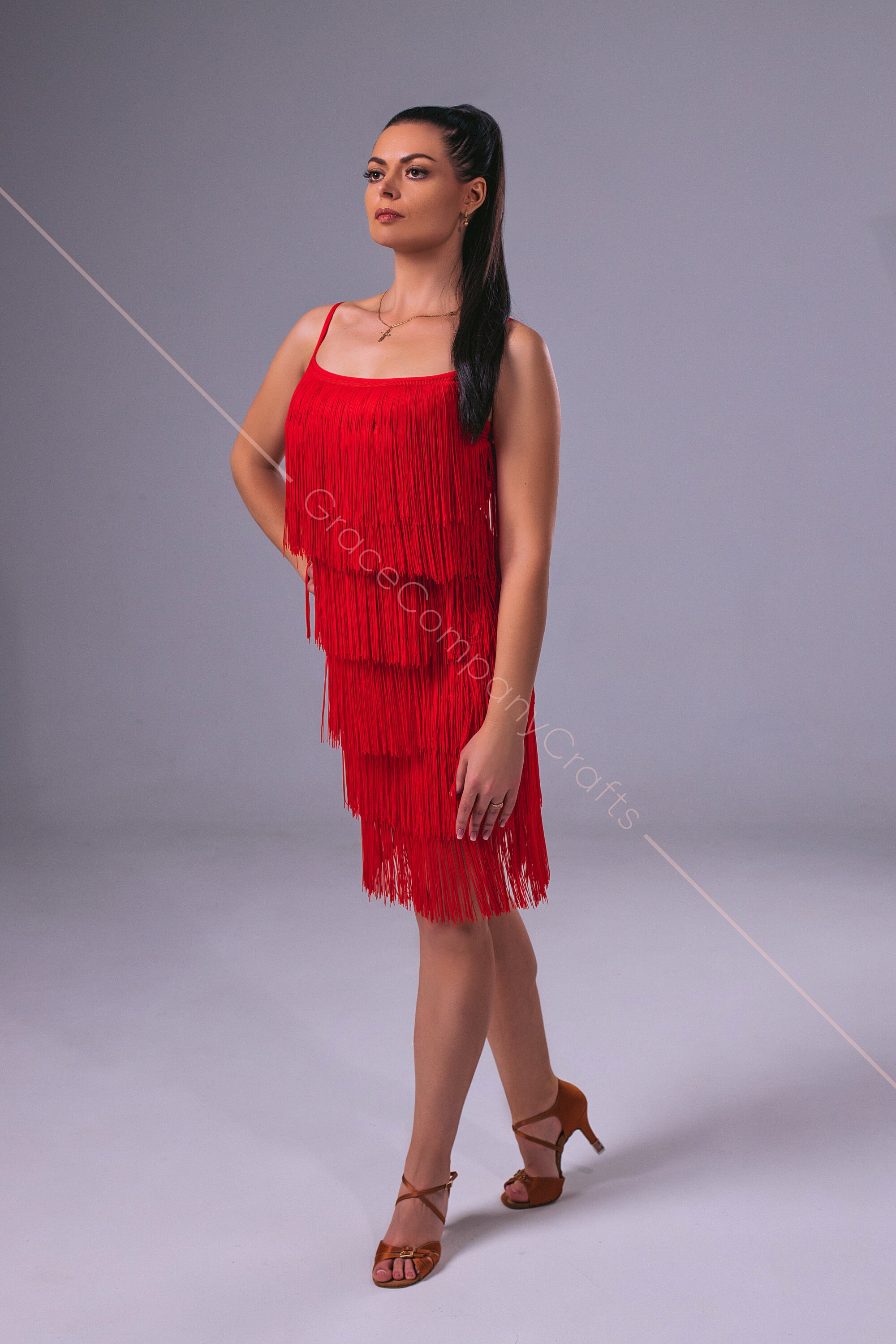 Red Fringed Dance Dress. Tango Dress With Ties. Sleeveless Dress. - Etsy