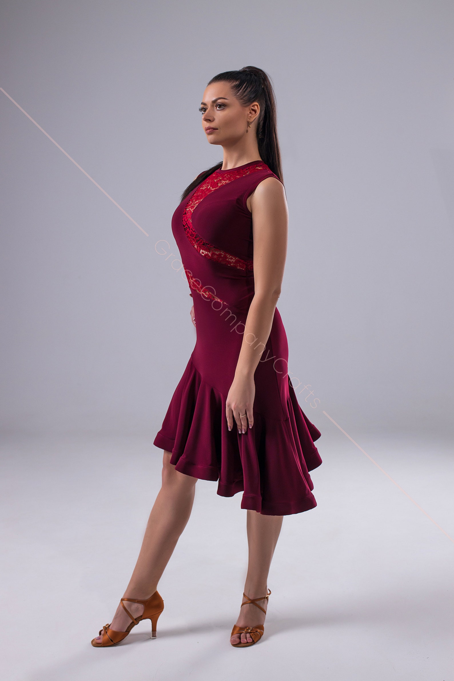 Evening Dress.red Dress.tango Dress.party Dress.ballroom Dance Dress ...