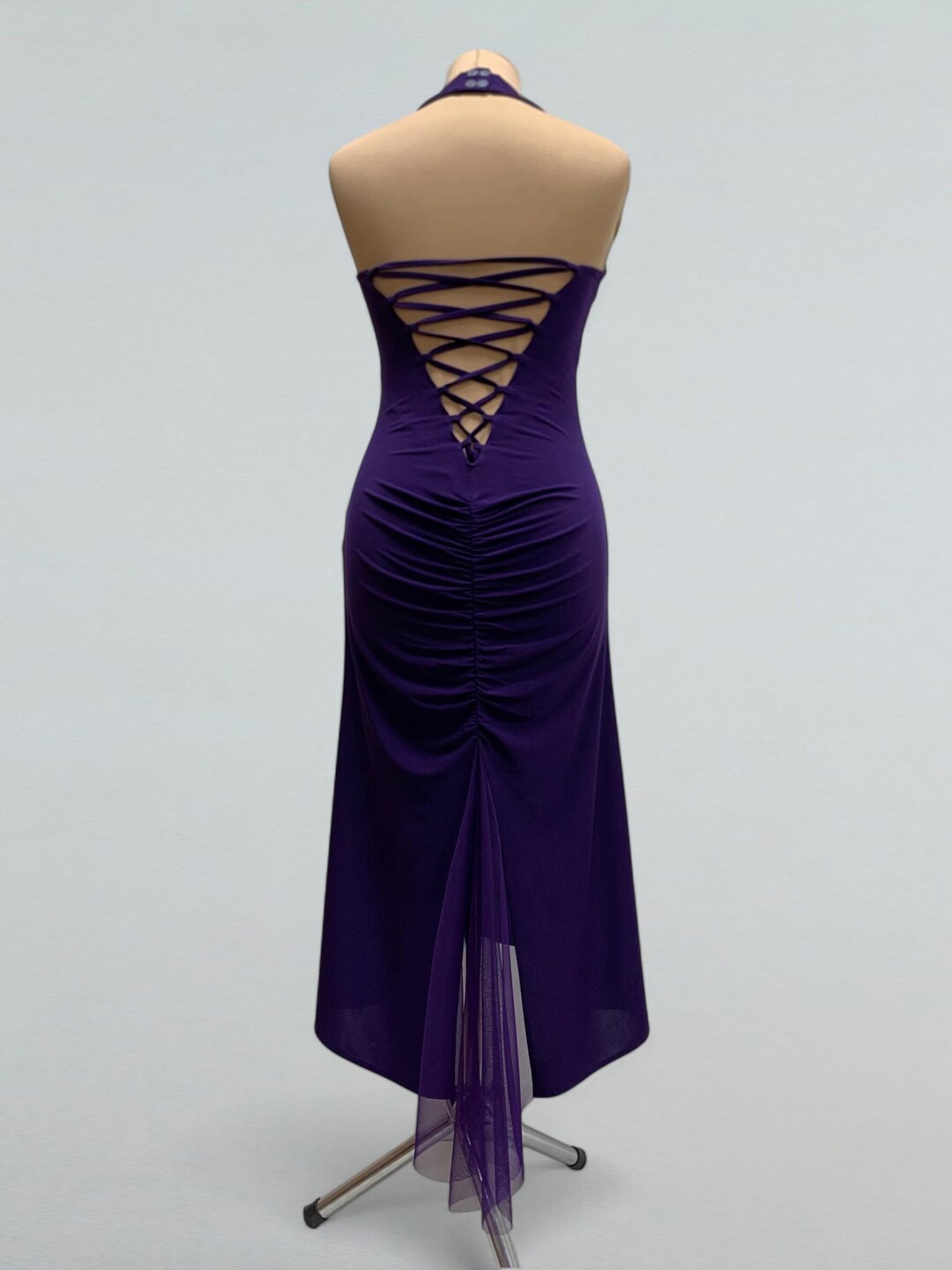 Purple Tango Dance Dress With Open Back and Asymmetric Hem - Etsy