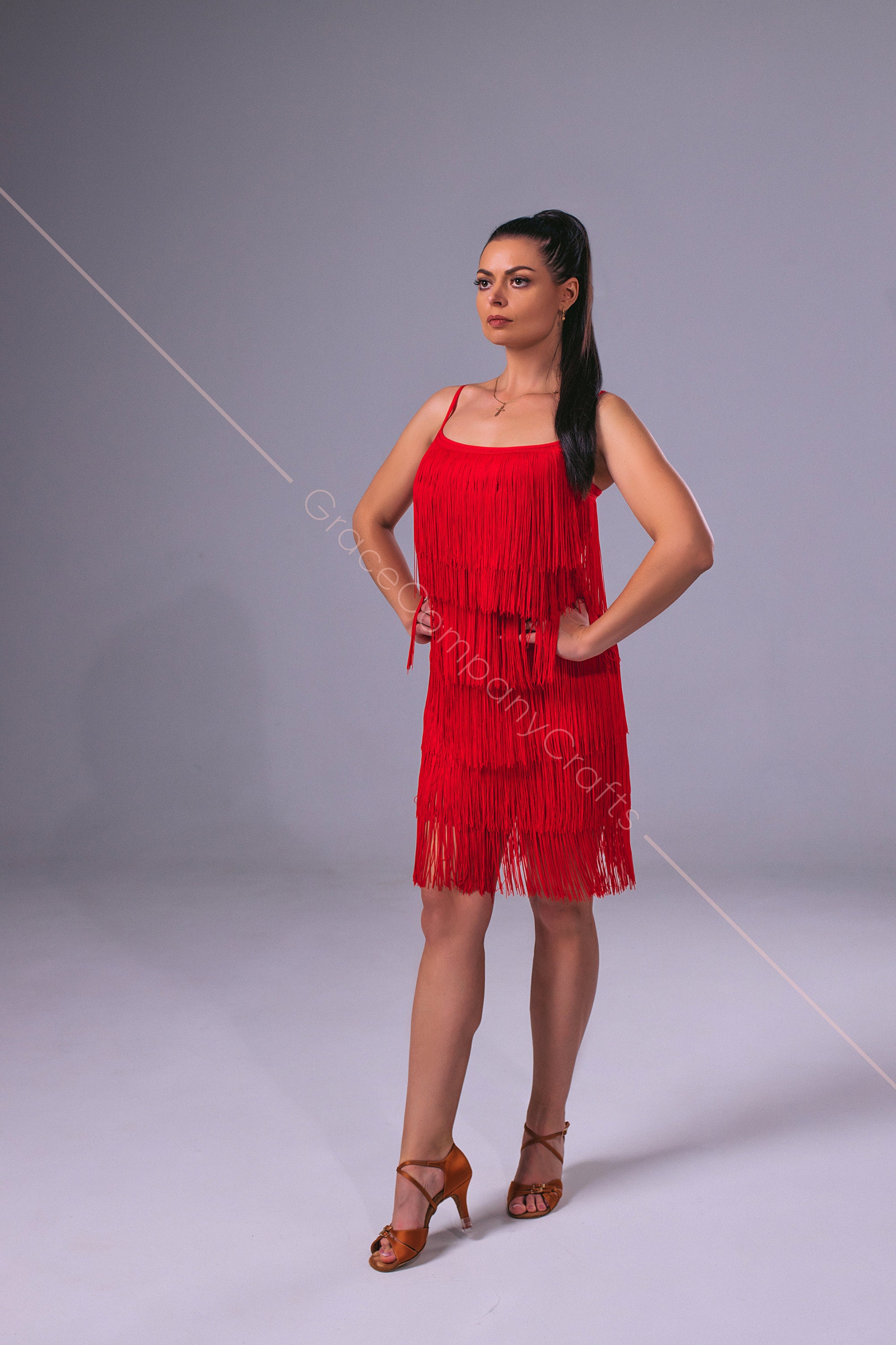 Red Fringed Dance Dress. Tango Dress With Ties. Sleeveless Dress. - Etsy