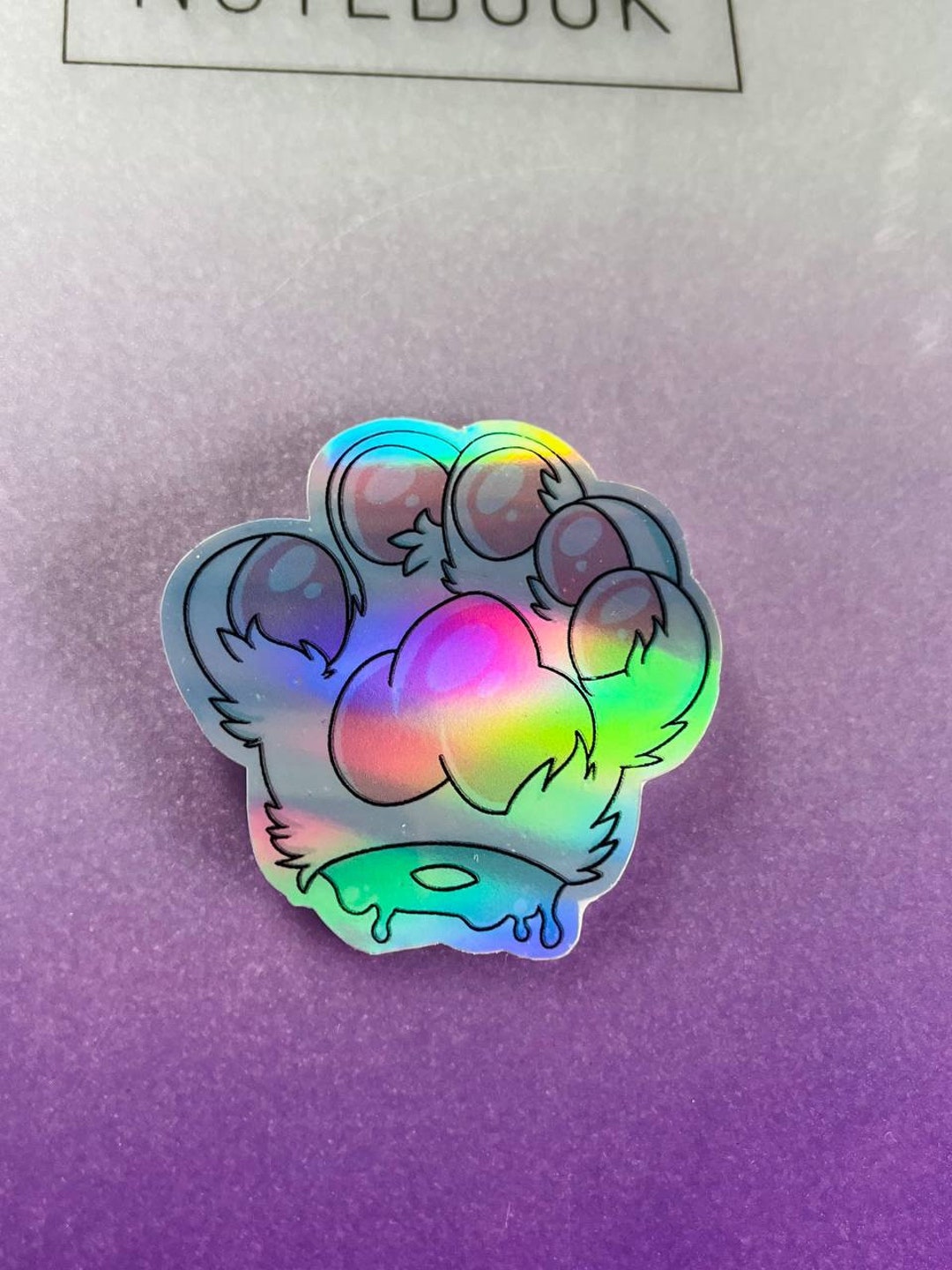 Paw Holographic Furry Sticker - Etsy
