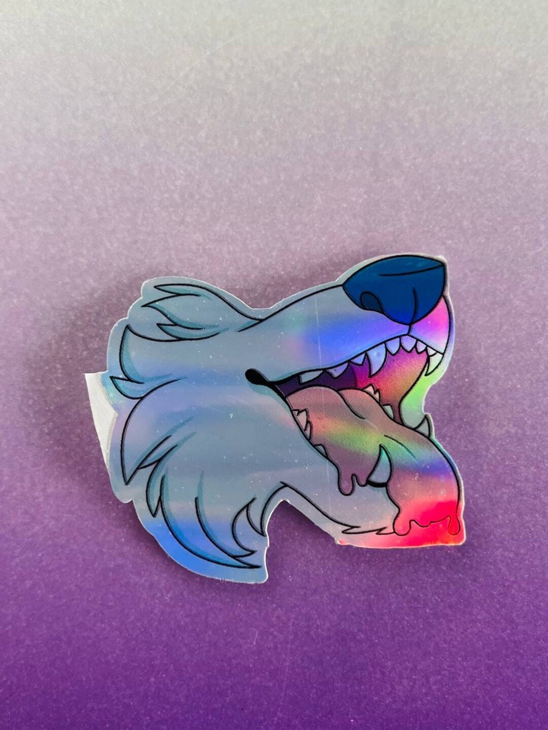 Furry Maw Tongue Holographic Sticker - Etsy