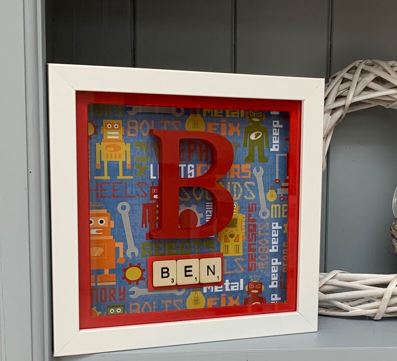 Personalised Robot Themed Scrabble Name and Initial Letter - Etsy
