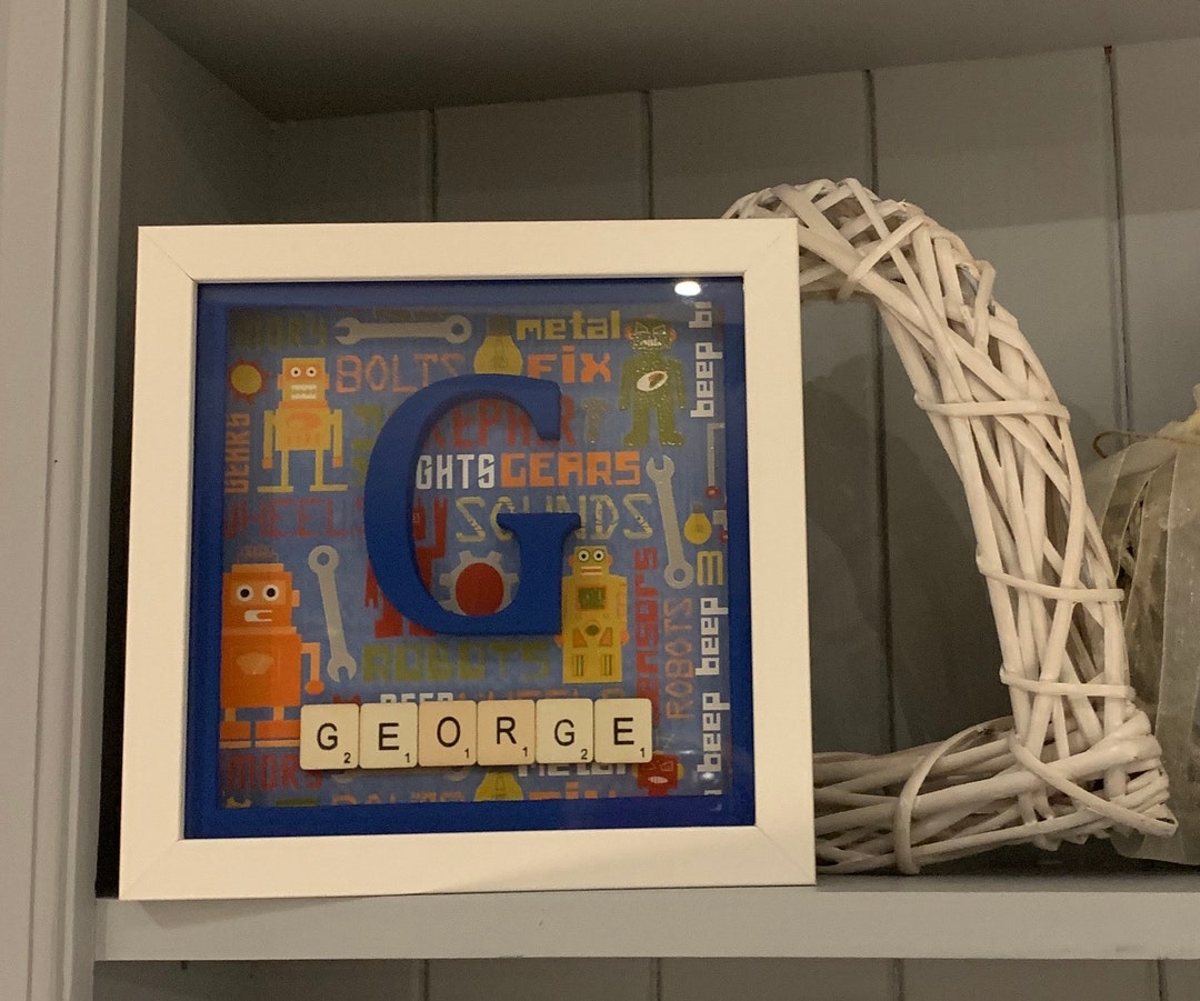 Personalised Robot Themed Scrabble Name and Initial Letter - Etsy
