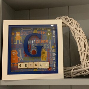 Personalised Robot Themed Scrabble Name and Initial Letter - Etsy