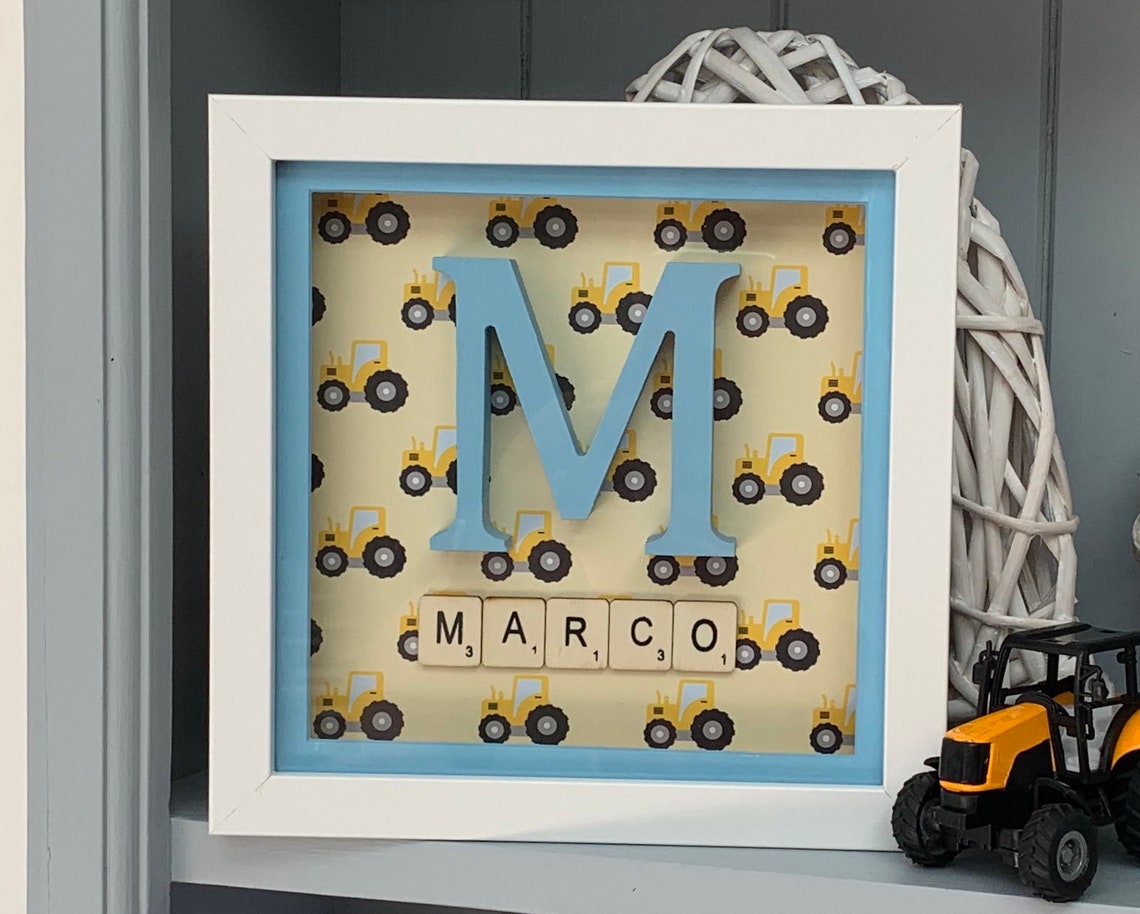 Personalised Tractor Themed Scrabble Name and Initial Letter - Etsy