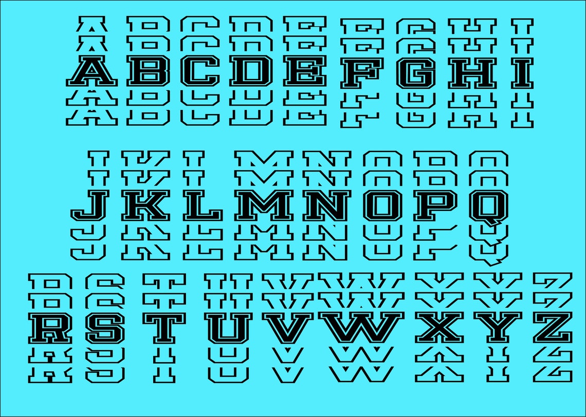 Mirror Font Svg Stacked Font Svg Mirrored Letters Svg - Etsy Canada