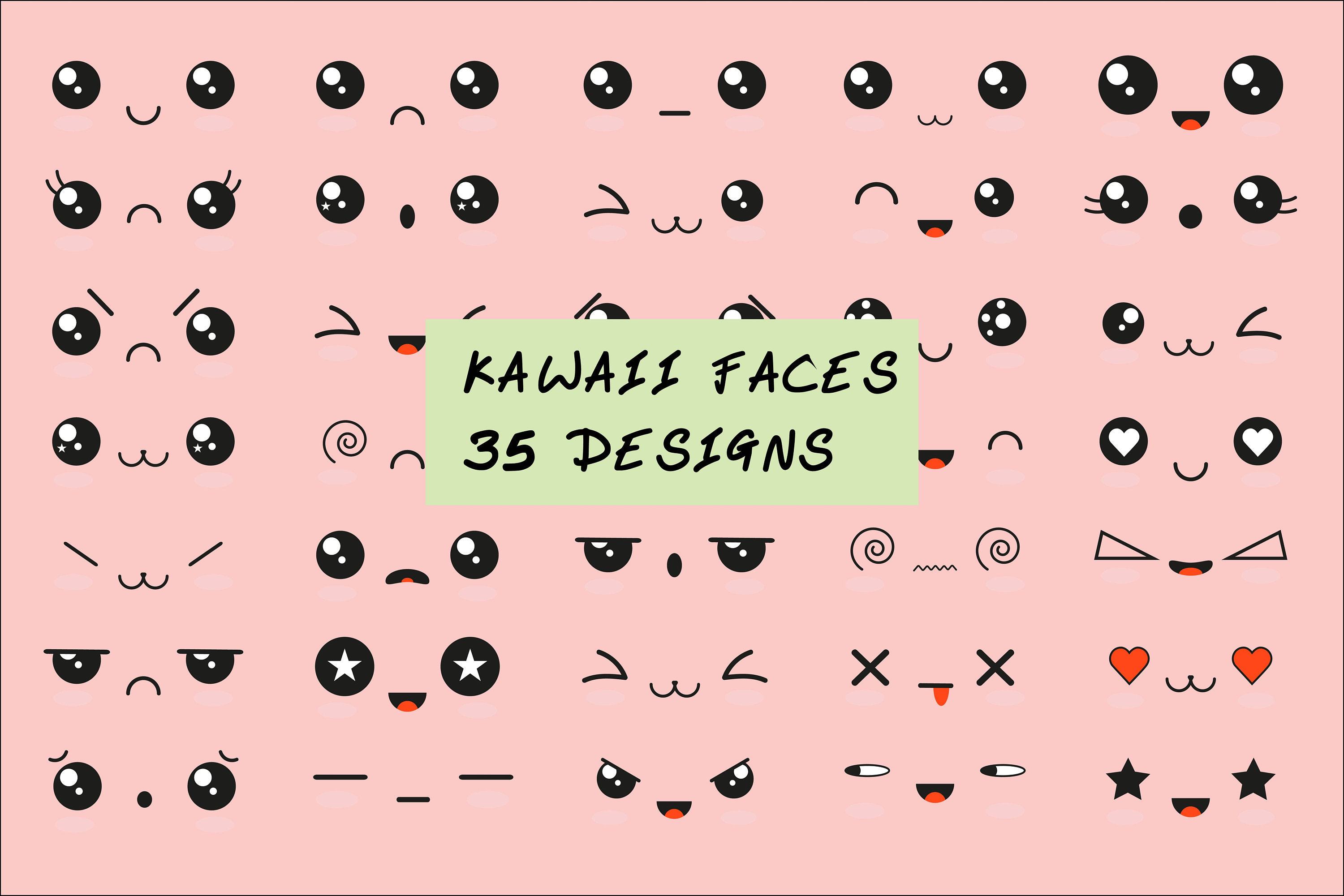 Kawaii Faces SVG, Cute Cartoon Emoji Faces Svg, Anime Faces Svg ...
