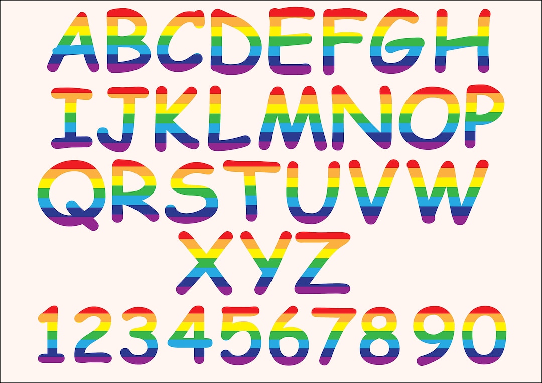 Rainbow Font SVG , Rainbow Letters and Numbers , Pride Font Svg ...