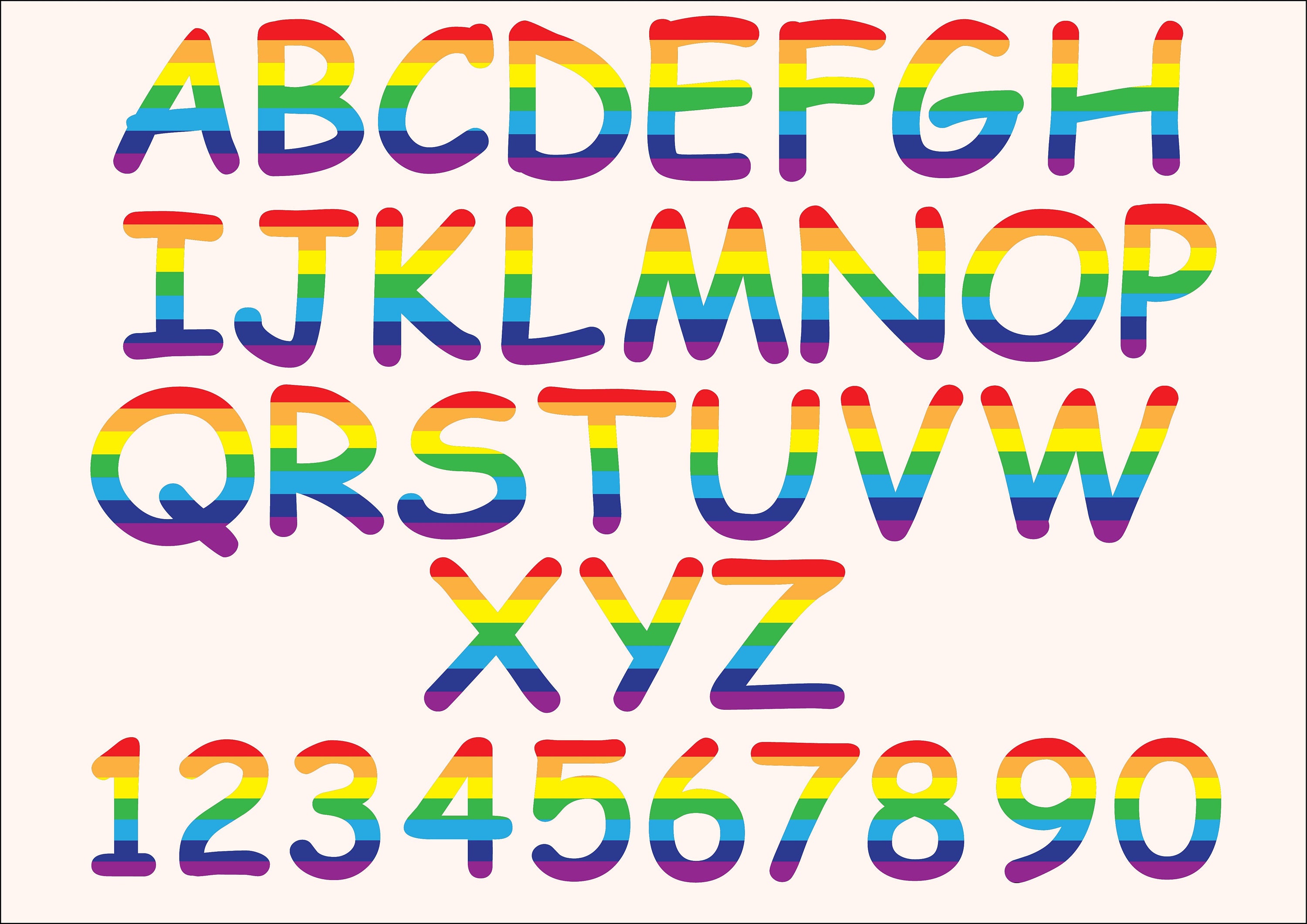 Rainbow Font SVG , Rainbow Letters and Numbers , Pride Font Svg ...