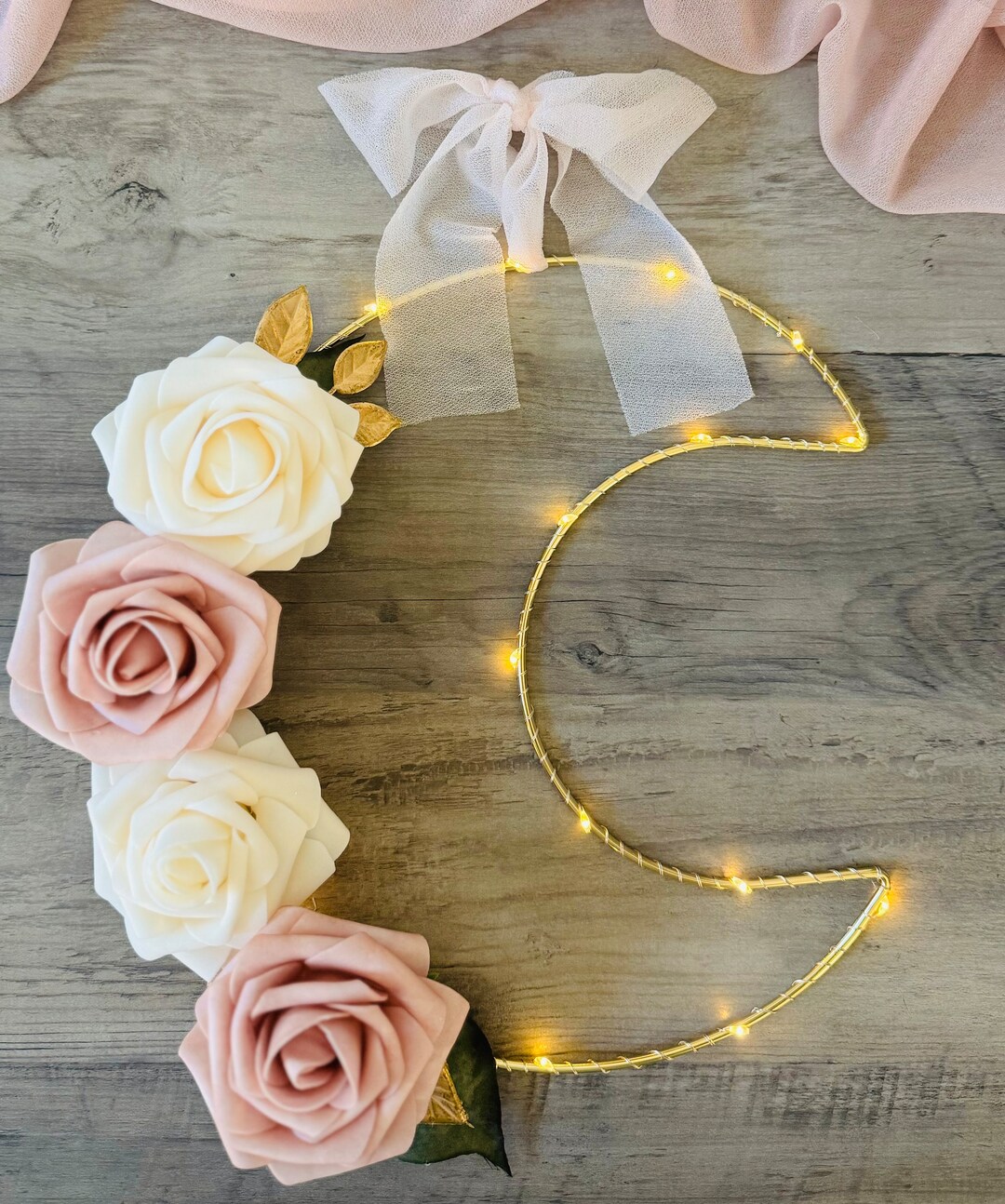 Light up Moon Wreath,nursery Moon Night Light ,baby Shower Moon,wedding ...