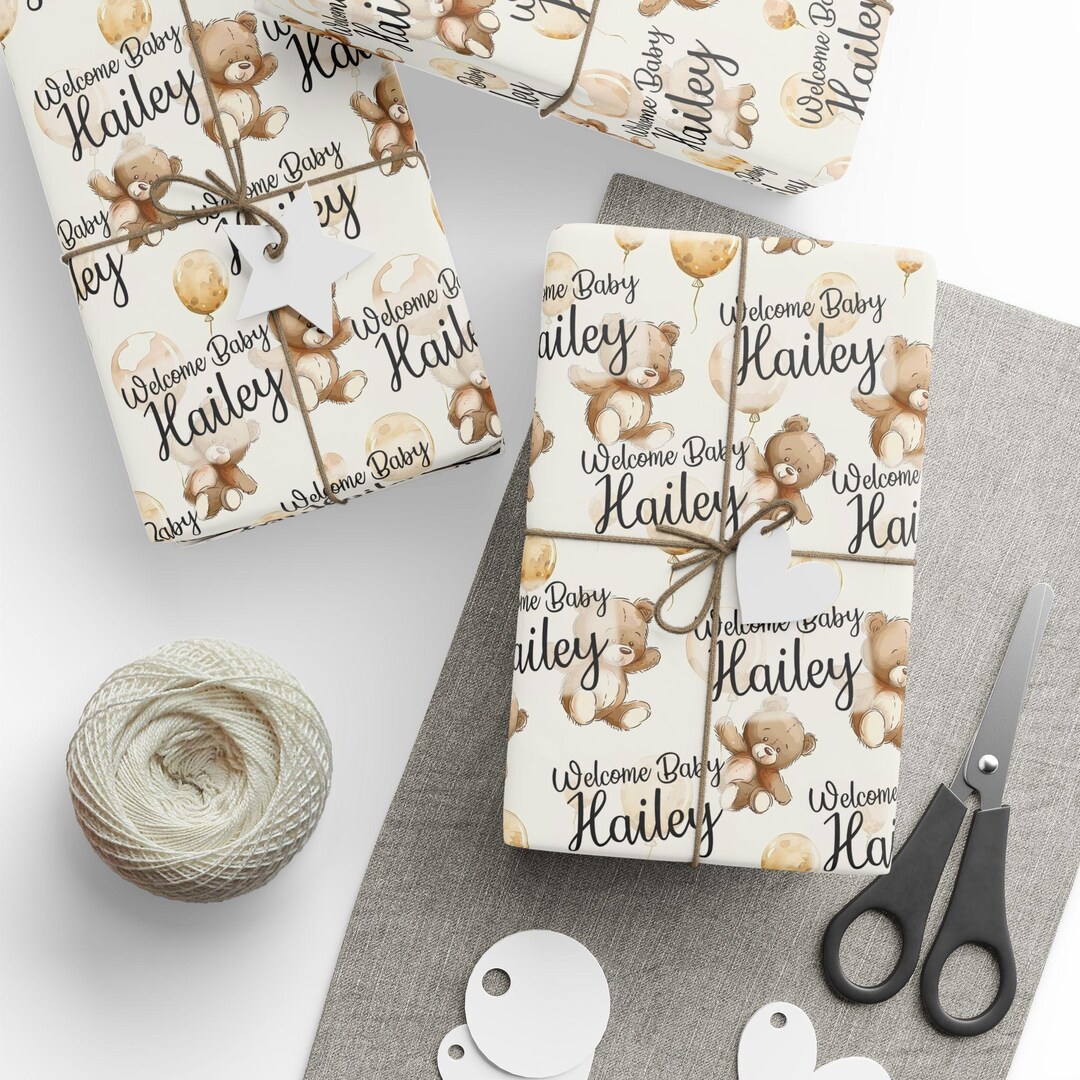 Welcome Baby Personalized Gift Wrap - Customized Wrapping Paper With ...